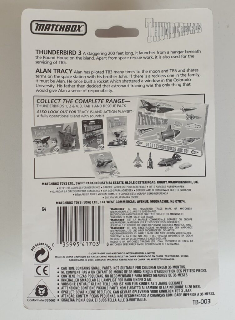 THUNDERBIRD 3 Diecast Model (Matchbox, 1992) - Vintage Toys & Games